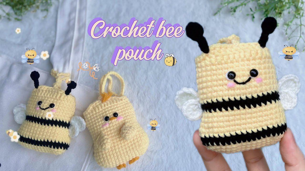 How to crochet cute bee pouch | crochet bee pouch very easy # ...