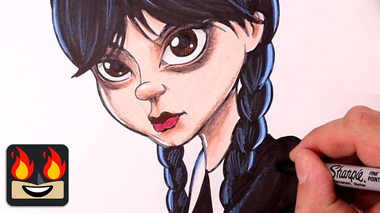 Drawing Wednesday Addams - YouTube