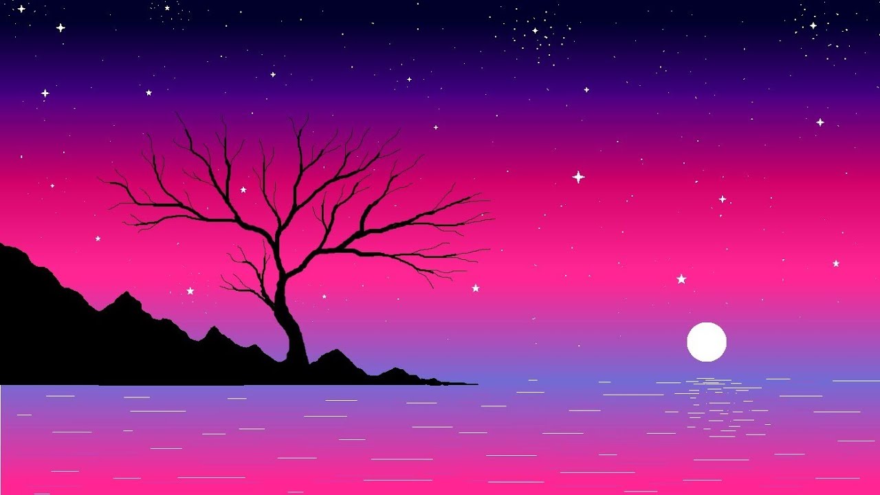 Ms paint nature scenery drawing step by step| Computer scenery drawing ...