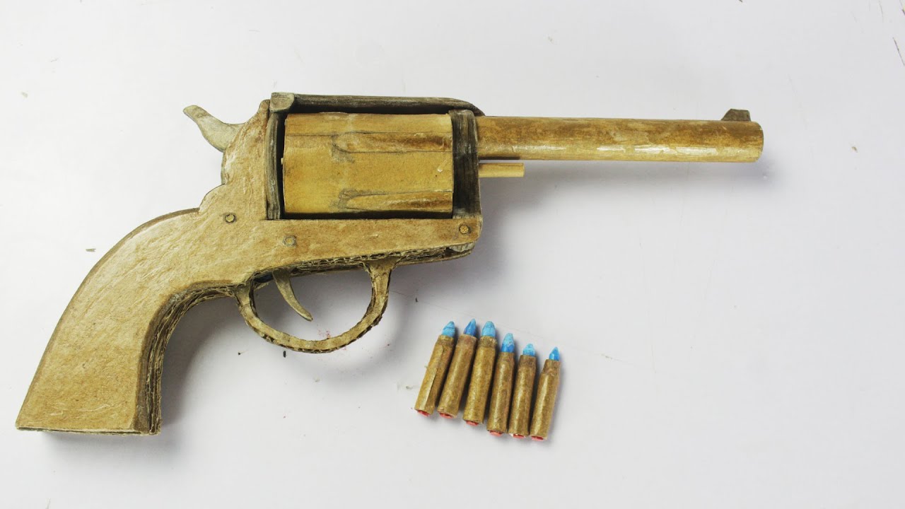 HOW TO MAKE A cardboard revolver | Cardboard Gun - YouTube