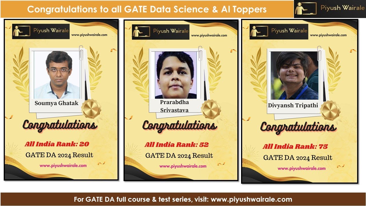 GATE Data Science 2024 Result | Toppers & Cut Off | #gatedatascience # ...