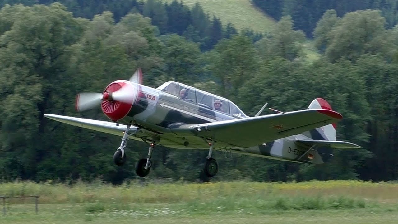 AMAZING Yakovlev Yak-18-A takeoff and low pass at Airfield Nötsch | D ...