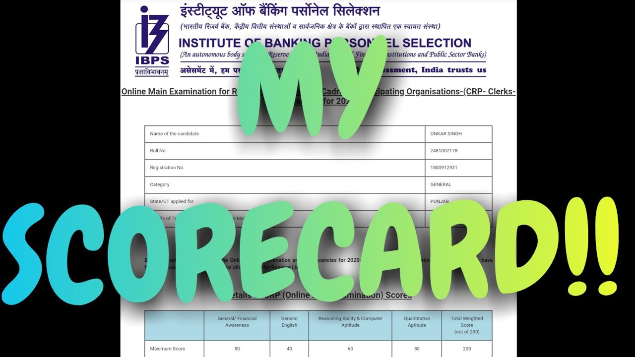 My IBPS Clerk Mains 2019 20 SCORECARD Study Site YouTube my-ibps-clerk-mains-2019-20-scorecard-study-site-youtube