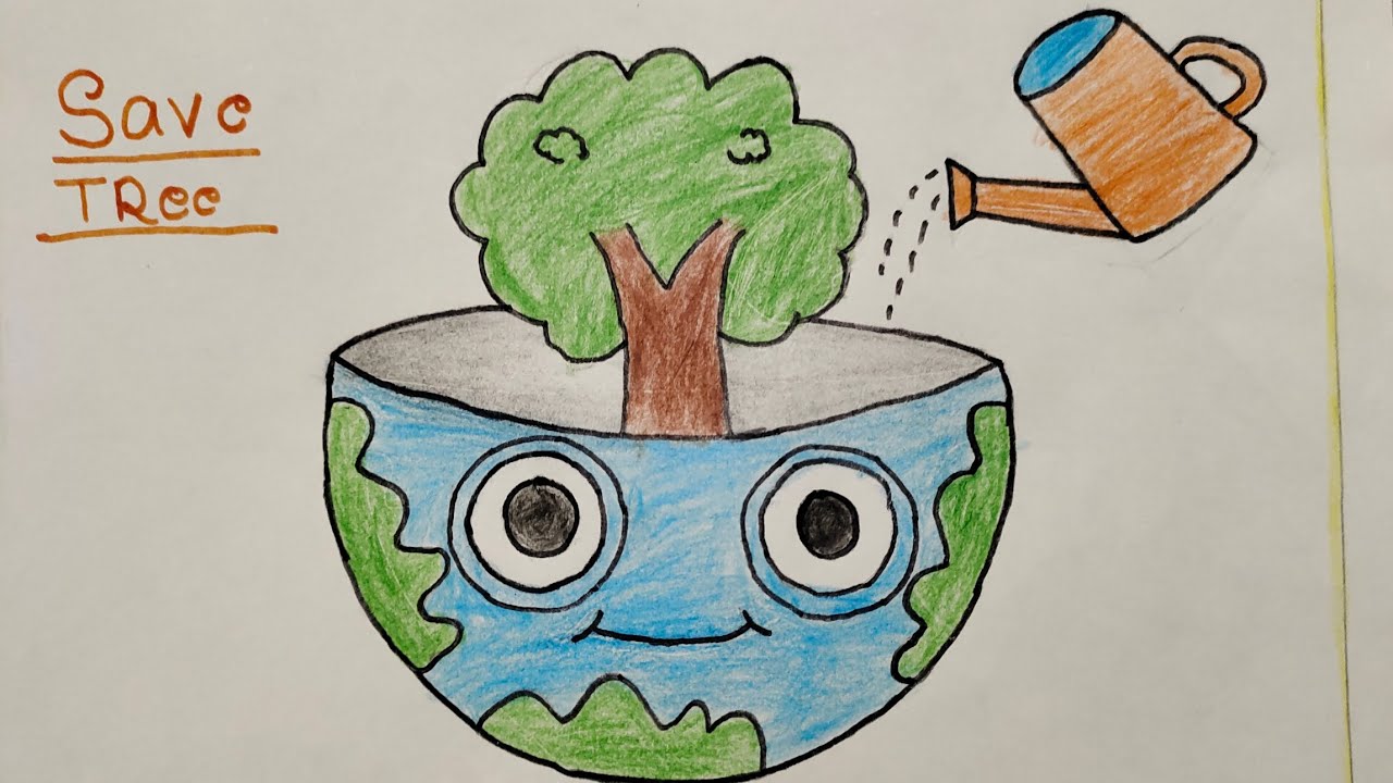 #WORLD ENVIROMENTAL DAY DROWING TREE ART BY CLASS IV (C) STUDENT #SAVE ...