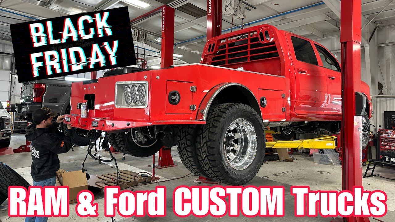 CUSTOM Ram 3500 & Ford F450 Trucks! BLACK FRIDAY Sneak Peek - YouTube