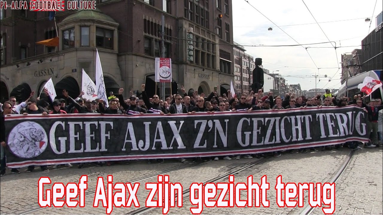 Ajax fans (protest) marching through Amsterdam - YouTube