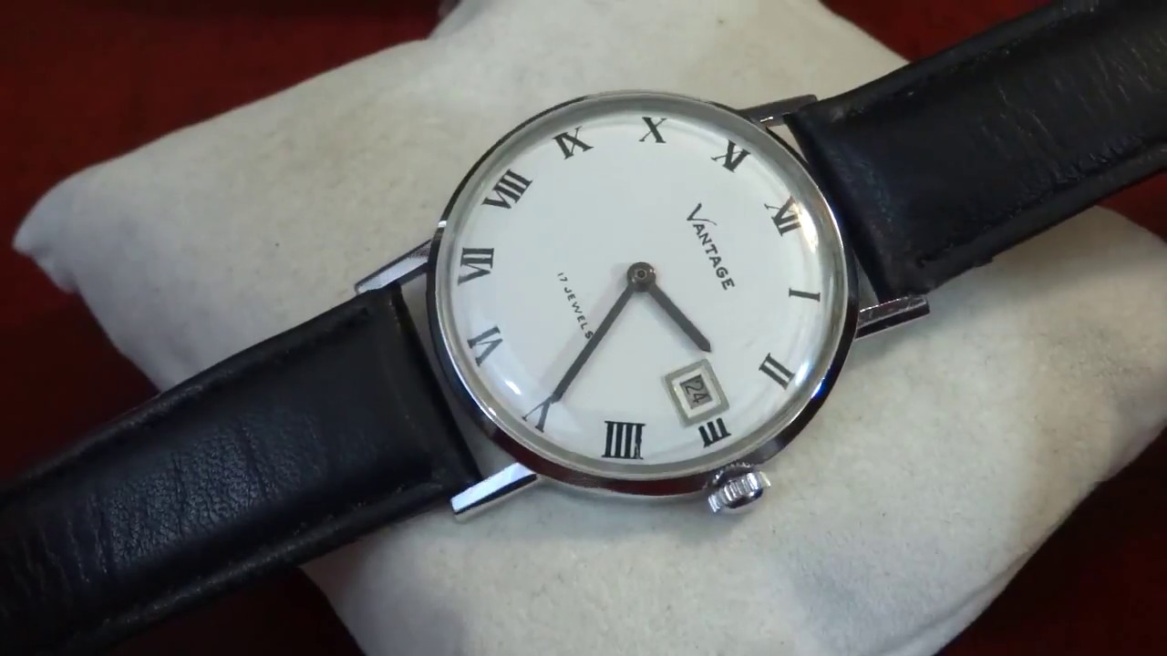 Vtg 1960s Vantage by Hamilton 17-J Roman Dial Men's Watch w/ 18mm ...