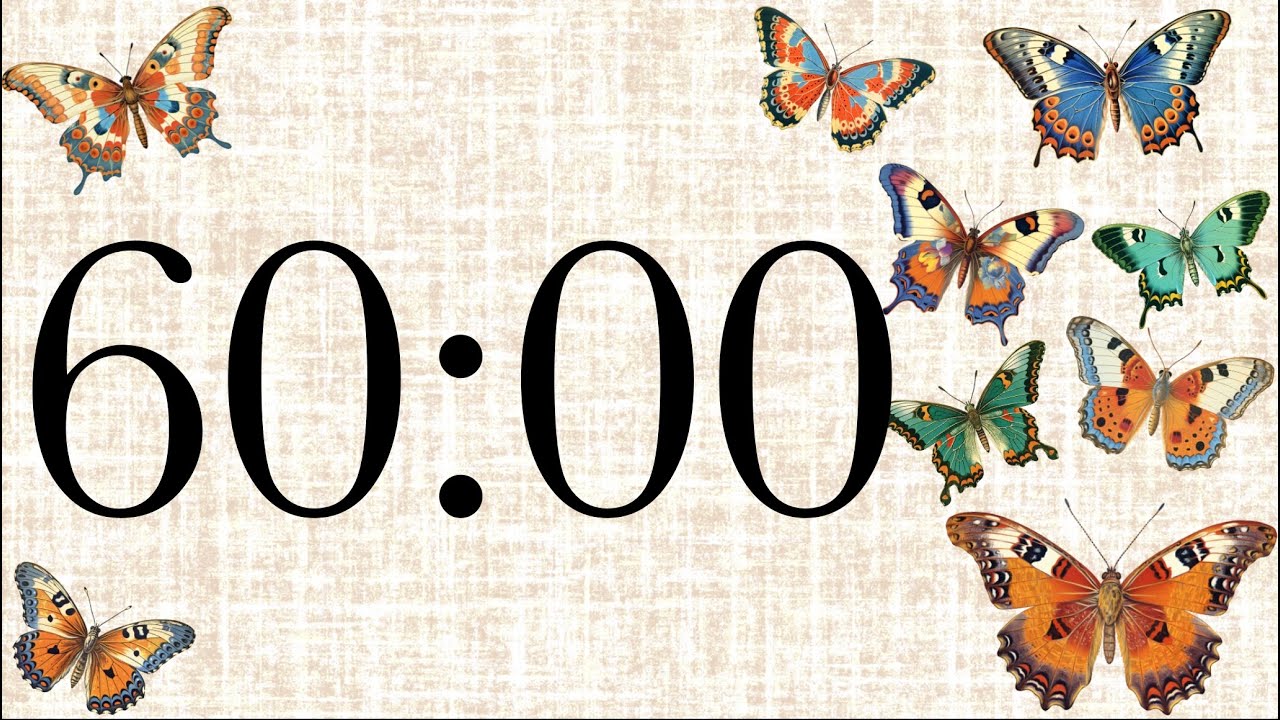 60 Minute Pretty Butterfly Timer (Harp Tones at End) - YouTube