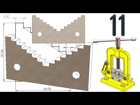 11-Project 47| Clamp-Sided Pipe Vise | SolidWorks Tutorial: lower jaw ...