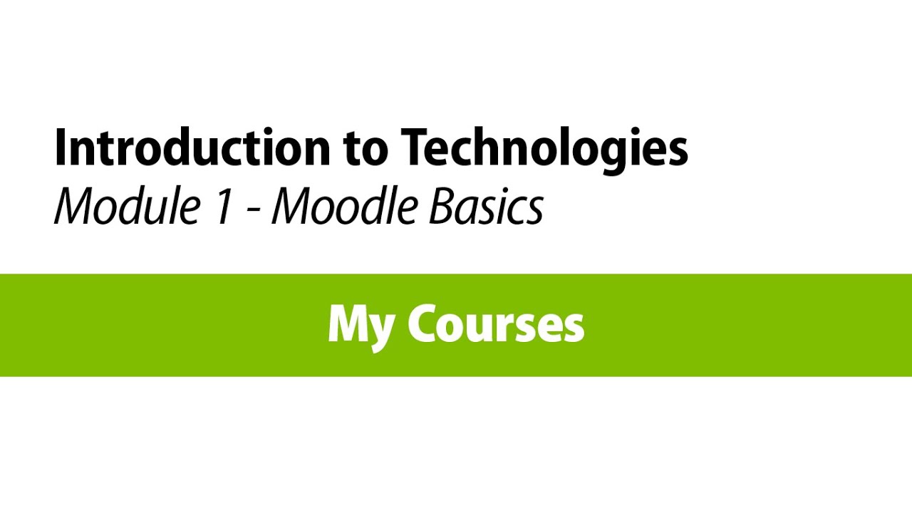 Module 1 – Moodle Basics - Moodle Courses - YouTube