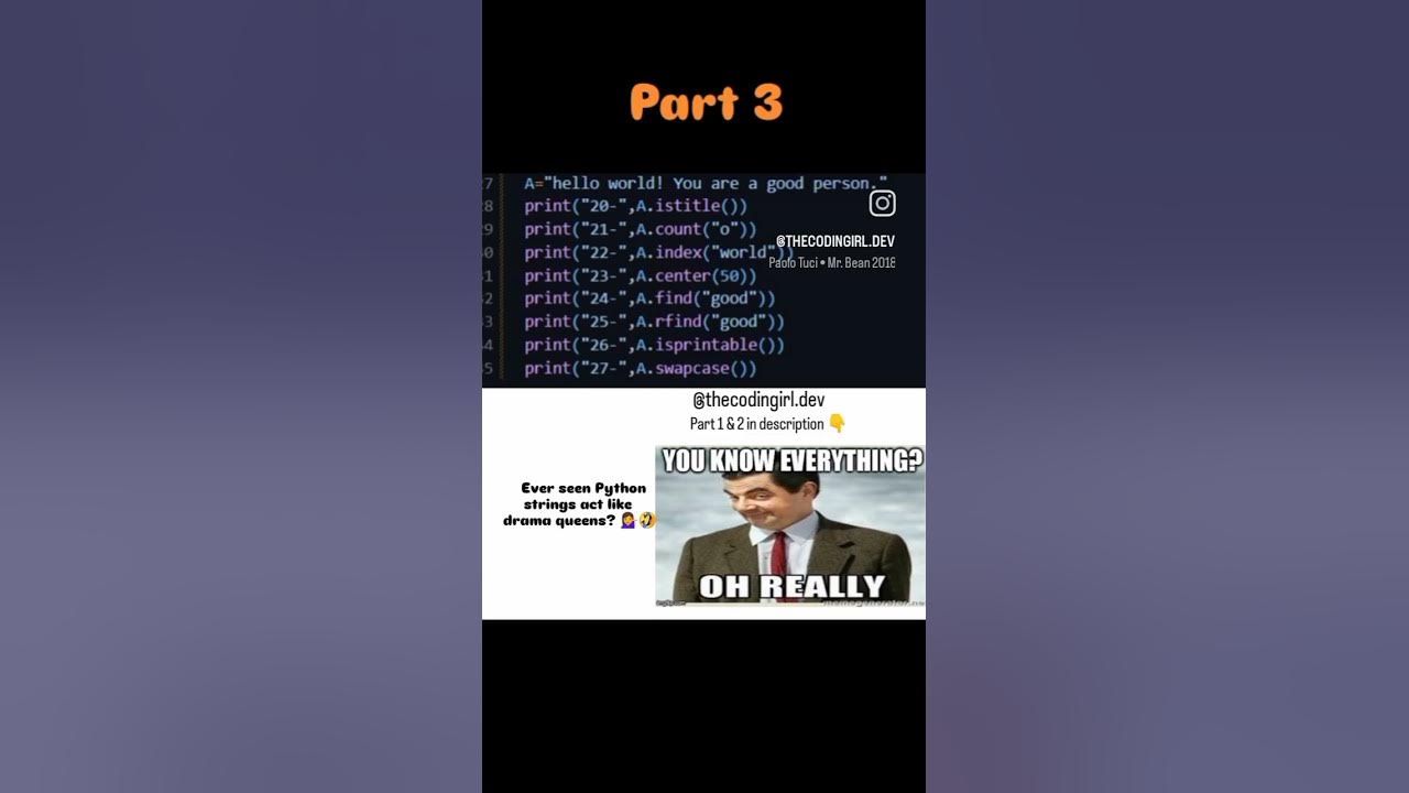 Python String Functions That Deserve An Oscar 🎭 (part 3) - Youtube