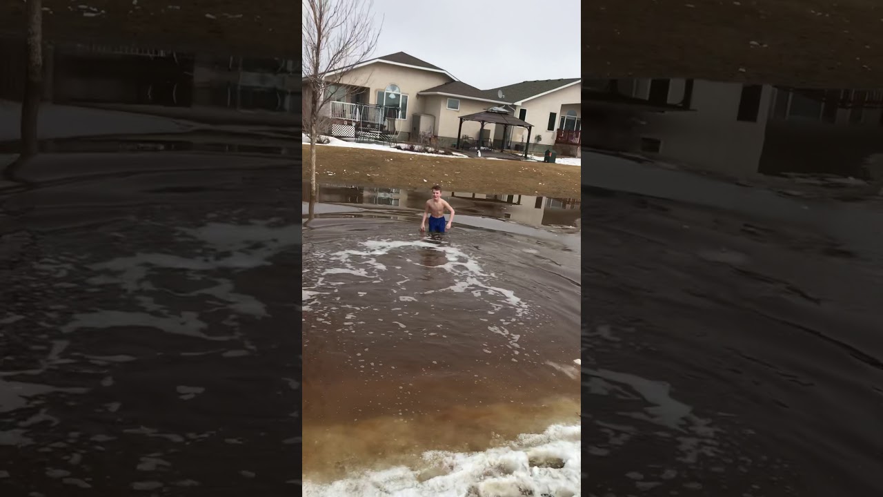 Jumped into huge puddle at school - YouTube