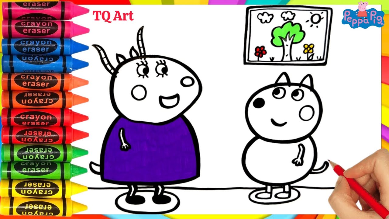 How To Draw Madame Gazelle and Danny Dog From Peppa Pig | Peppa Pig ...