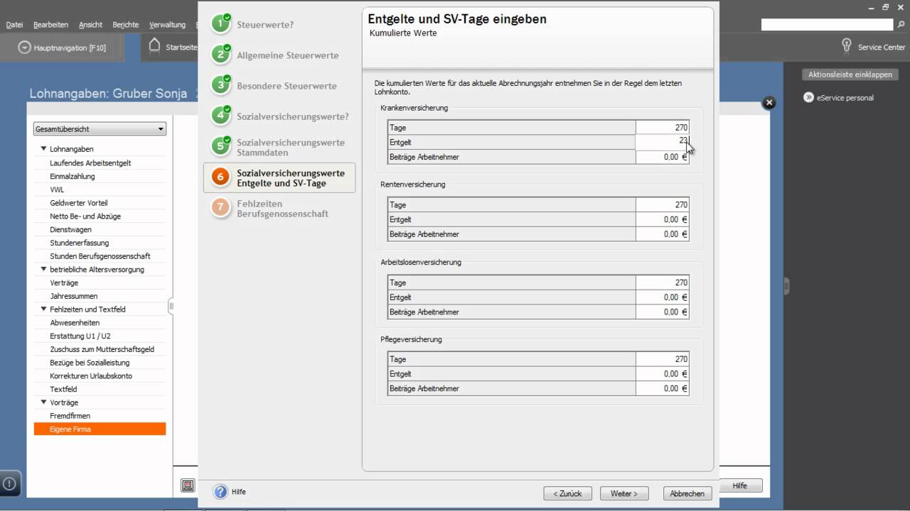 Vortragswerte erfassen in Lexware Lohn & Gehalt 2012 - YouTube