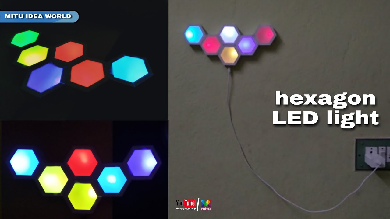 how to make hexagon LED light with paper | DIY hexagon multi colour ...