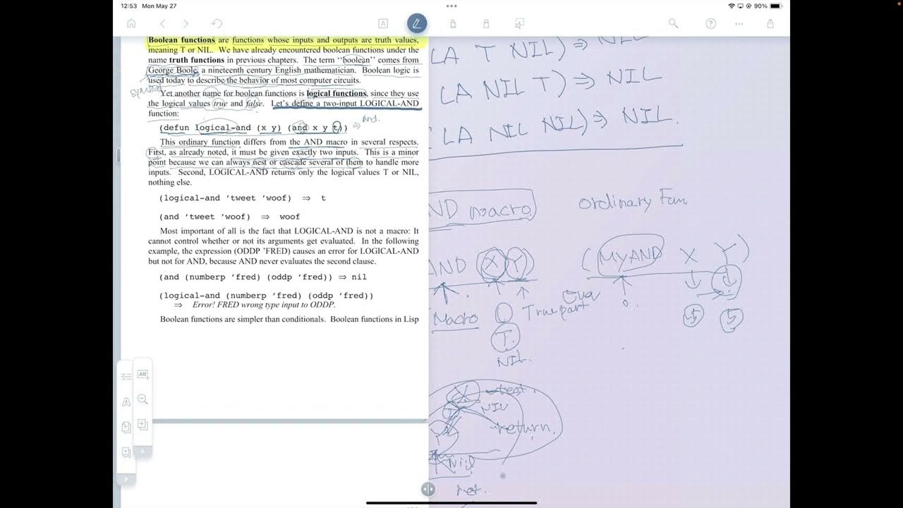 back to the basics-lisp chapter4.12 boolean function - YouTube