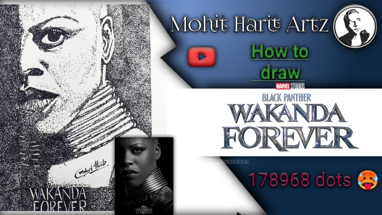 How to draw dot portrait || wakanda forever |poster || Mohit harit artz ...