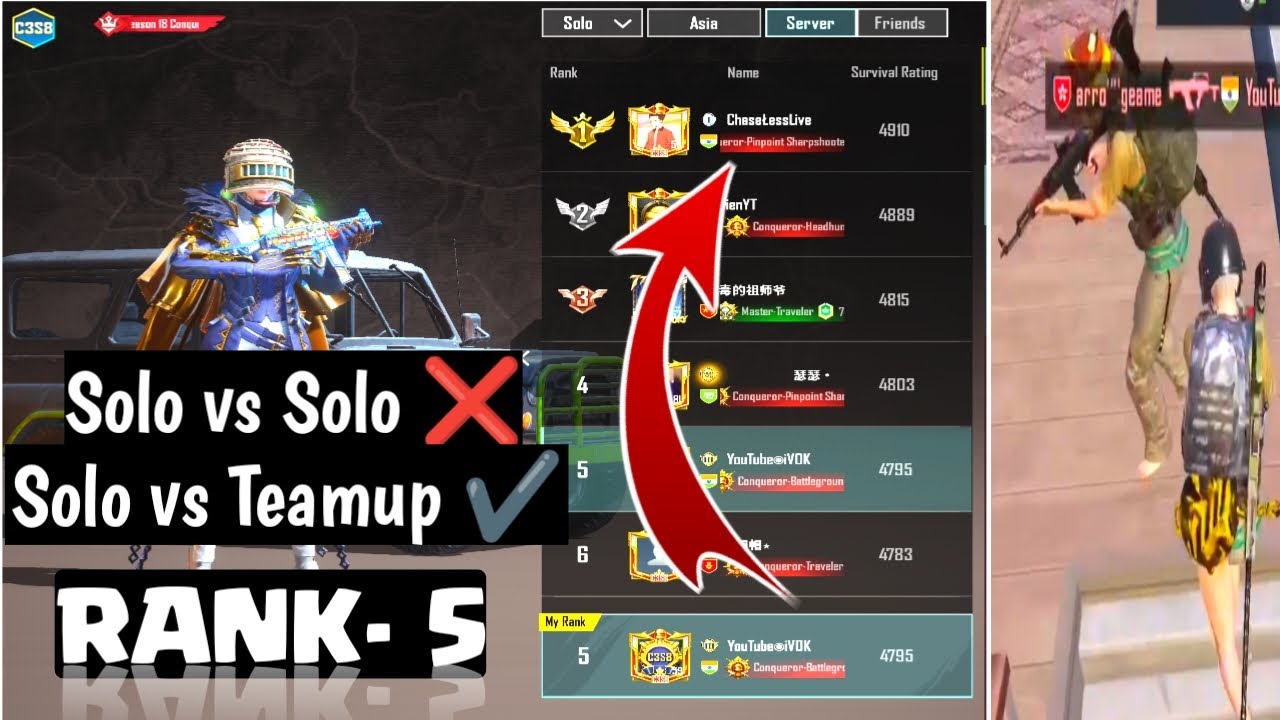 Dark Side Of SOLO TPP LEADERBOARD - Rank 5 | PUBG iVOK - YouTube