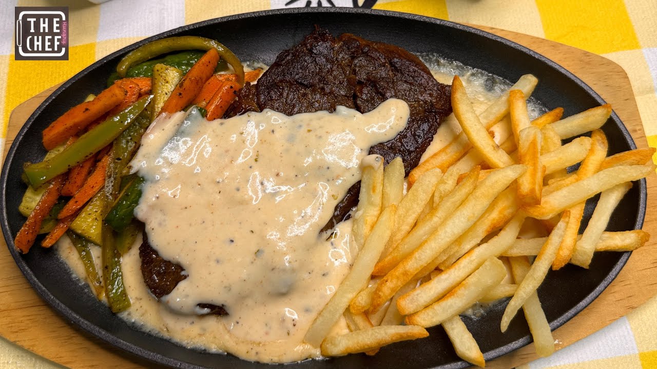 How to Cook Juicy Beef Steak at Home | Beef Steak with White Sauce ...