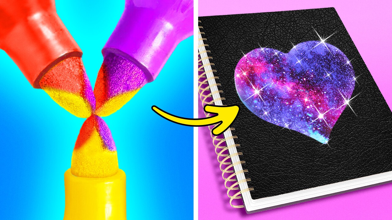 SUN vs. MOON ART CHALLENGE | Cool School Tricks Unleashed! Easy Hacks for Beginners by 123 GO ...