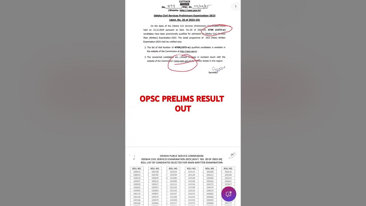 OPSC PRELIMS RESULT OUT @OAS_GURU - YouTube
