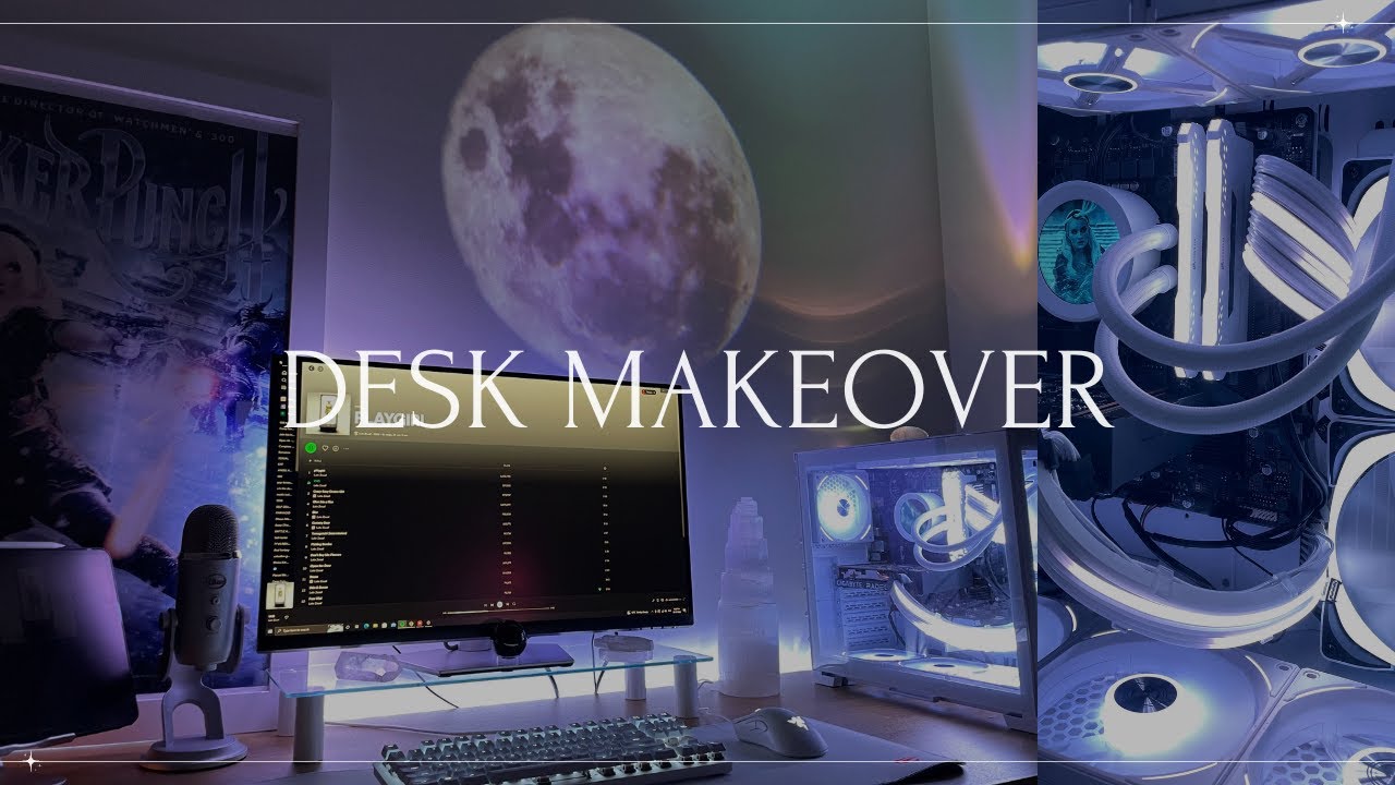 Desk Makeover | Minimal Dreamy Space Aesthetic, Lian Li PC Build ...