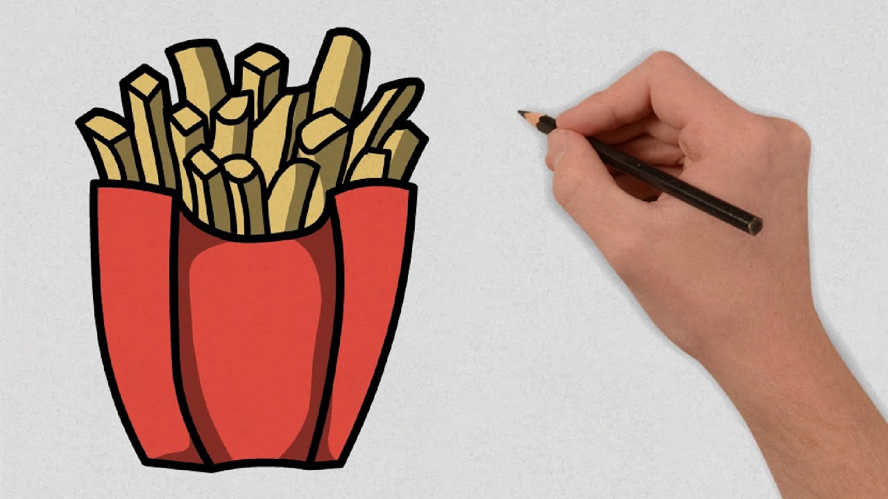 How to draw French Fries Step by Step | Easy French Fries Drawing ...