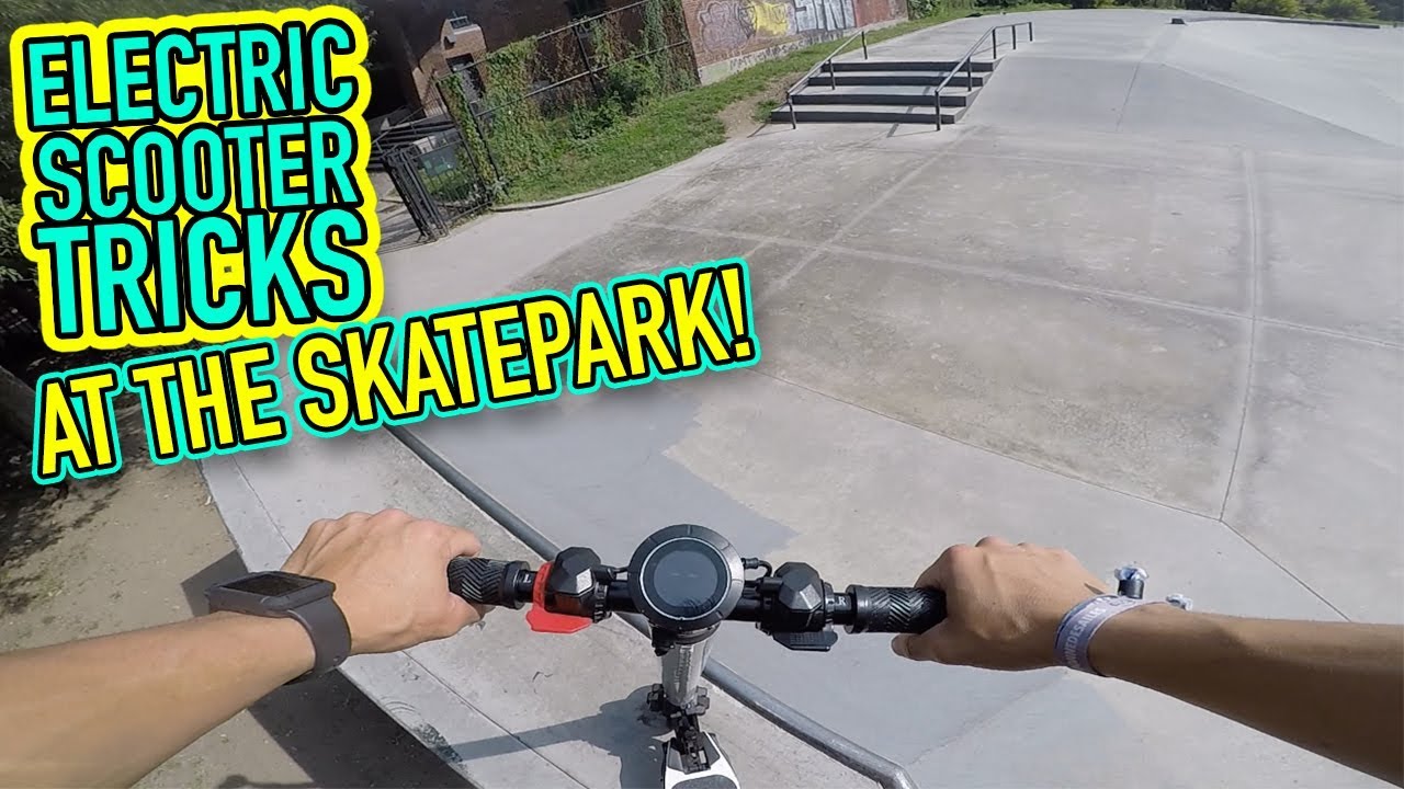 ELECTRIC SCOOTER TRICKS AT THE SKATEPARK! - YouTube