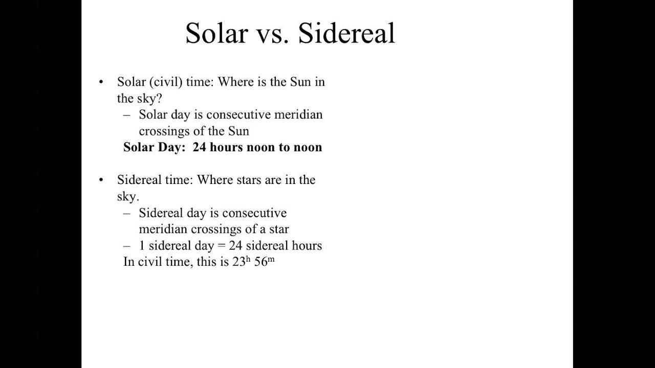 4a - Solar vs. Sidereal Day - YouTube