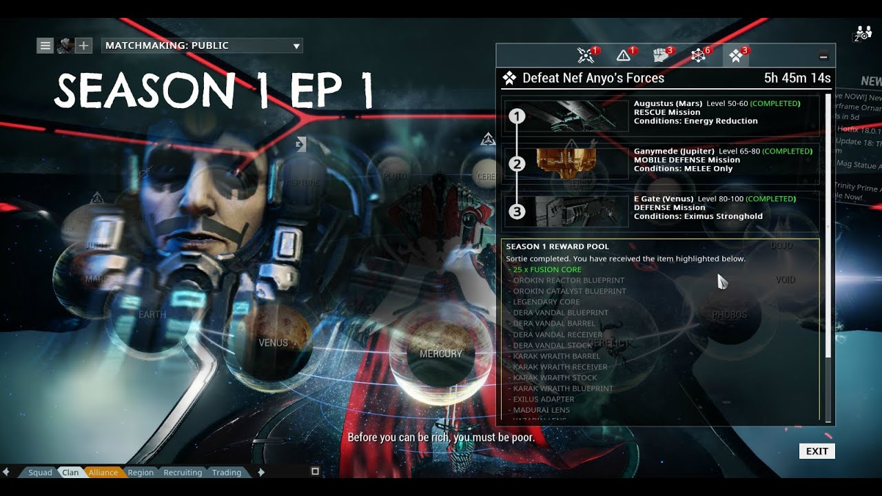 Warframe : Sortie Mission - Season 1 Episode 1 [ Solo ] : Defeat Nef ...