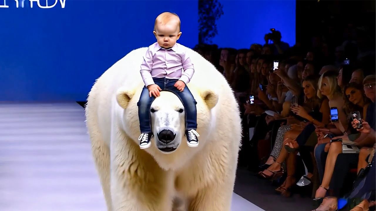 Cute Babies and Wild Animals Grace the Fashion Show Catwalk - YouTube