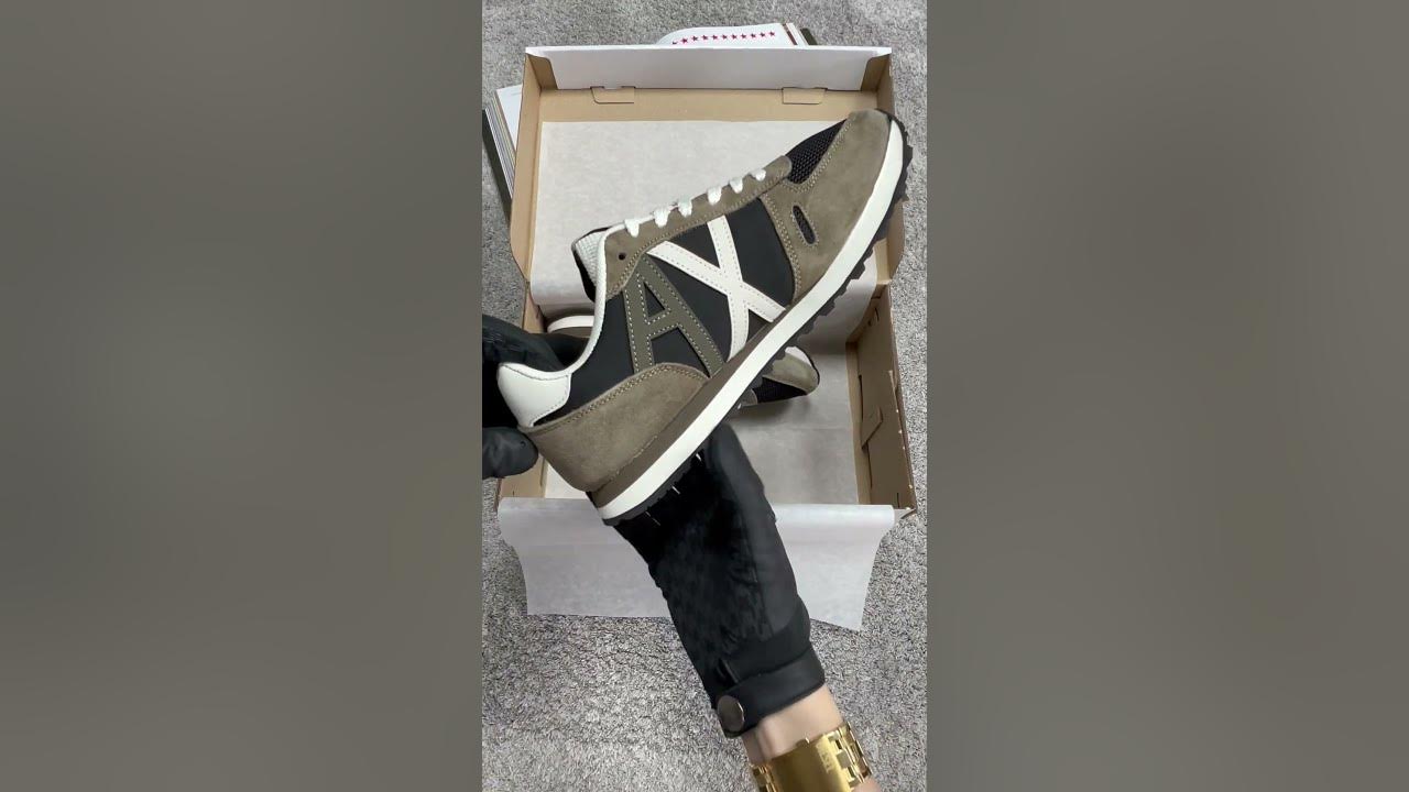 Мужские кроссовки замша текстиль Armani Exchange AX Khaki Black, кеды ...