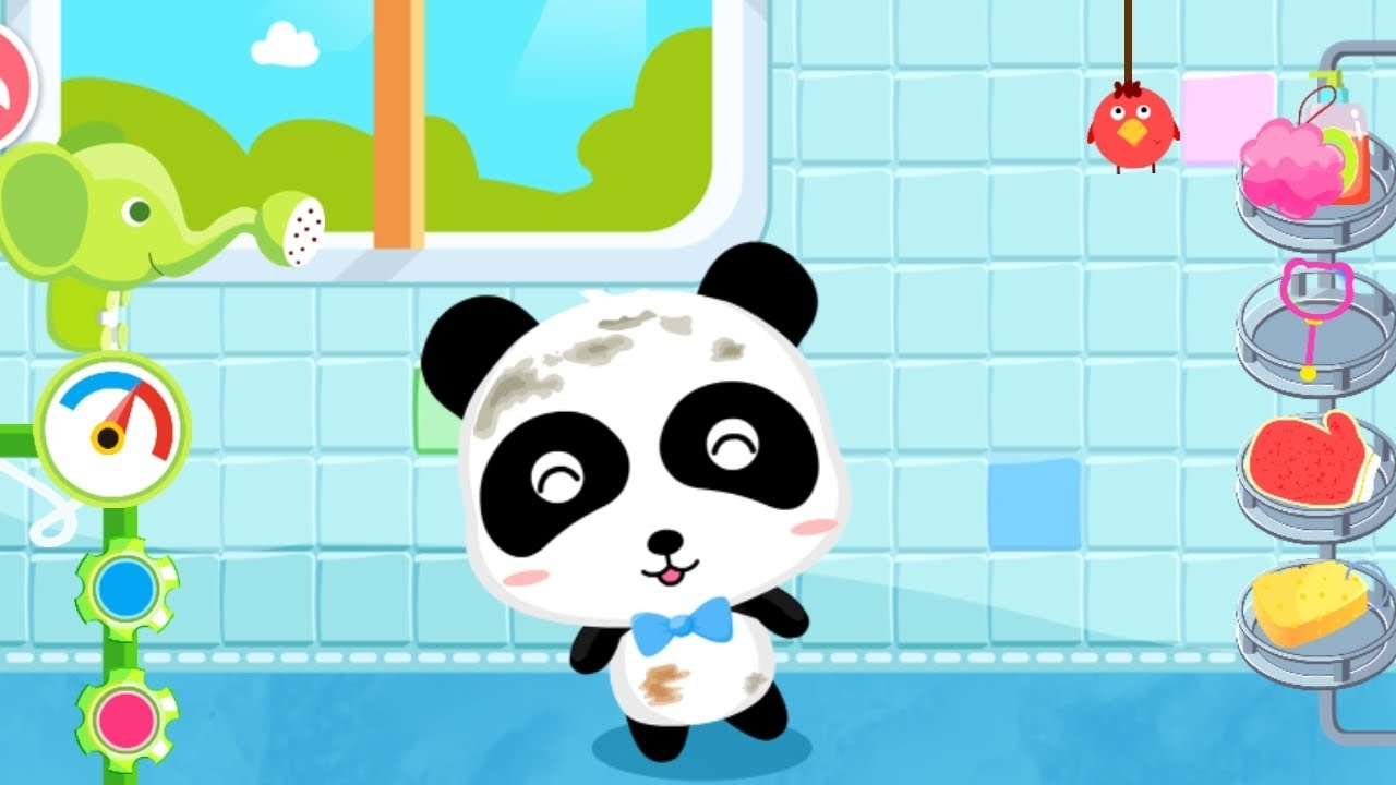 PERMAINAN MANDI BAYI PANDA KIKI MEMBERSIHKAN BADAN DARI KOTORAN | GAME ...