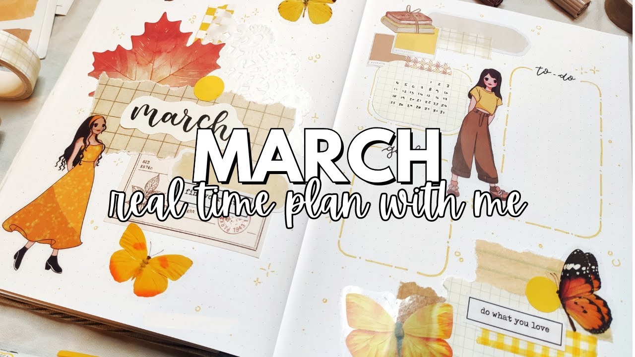 bujo diaries 📖 march real time bullet journal setup 🌻🦋 - YouTube