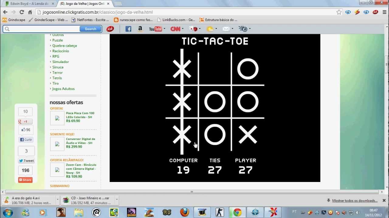 como nunca perder no jogo da velha (tic tac toe).avi - YouTube