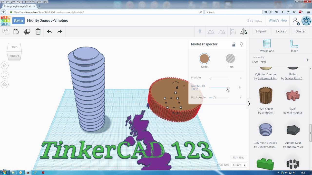 Tinkercad Beta More Shapes Easier Text Also Gears And Threads Youtube