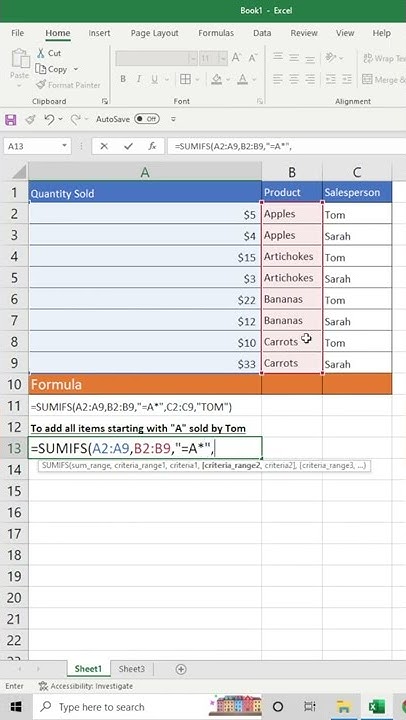 SUMIFS: How to Use the #shorts Function in Microsoft Excel excel shorts - YouTube