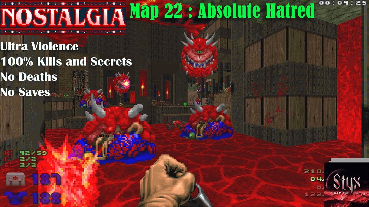 Doom 2 Nostalgia Map 22 : Absolute Hatred ( Ultra Violence 100 ) - YouTube