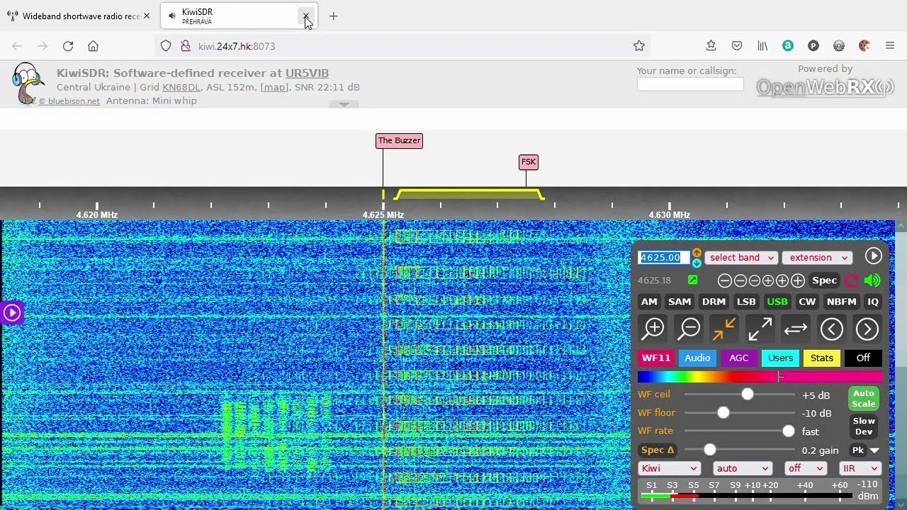UVB-76 4625 kHz - short waves - Software defined receiver (KiwiSDR ...