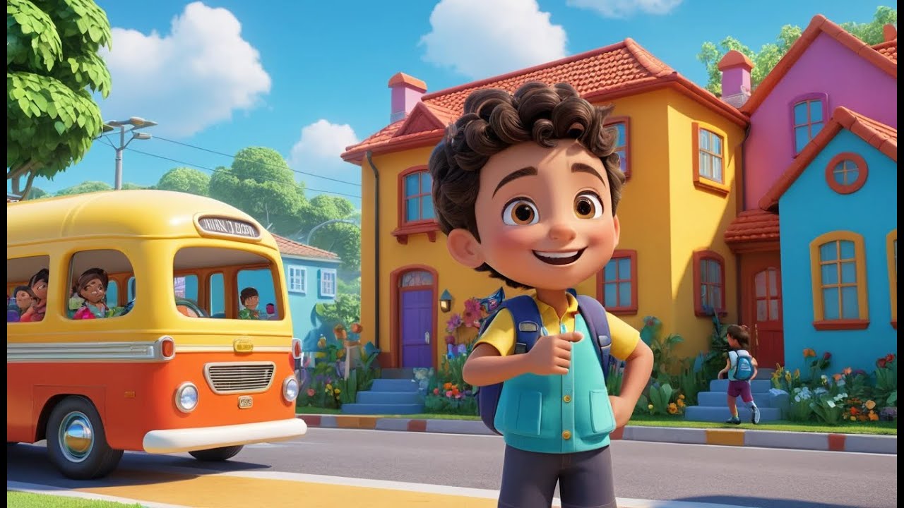 Wheels Go Round and Round – JJ’s School Bus Ride | Fun School Bus Song ...