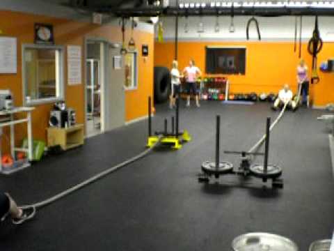 Seated sled pull - YouTube