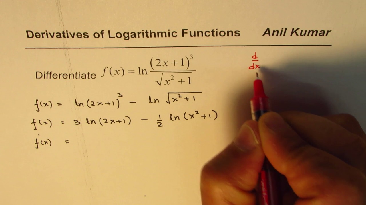 Calculus Natural Log Derivatives Ln 2x 1 3 sqrt x 2 1 YouTube