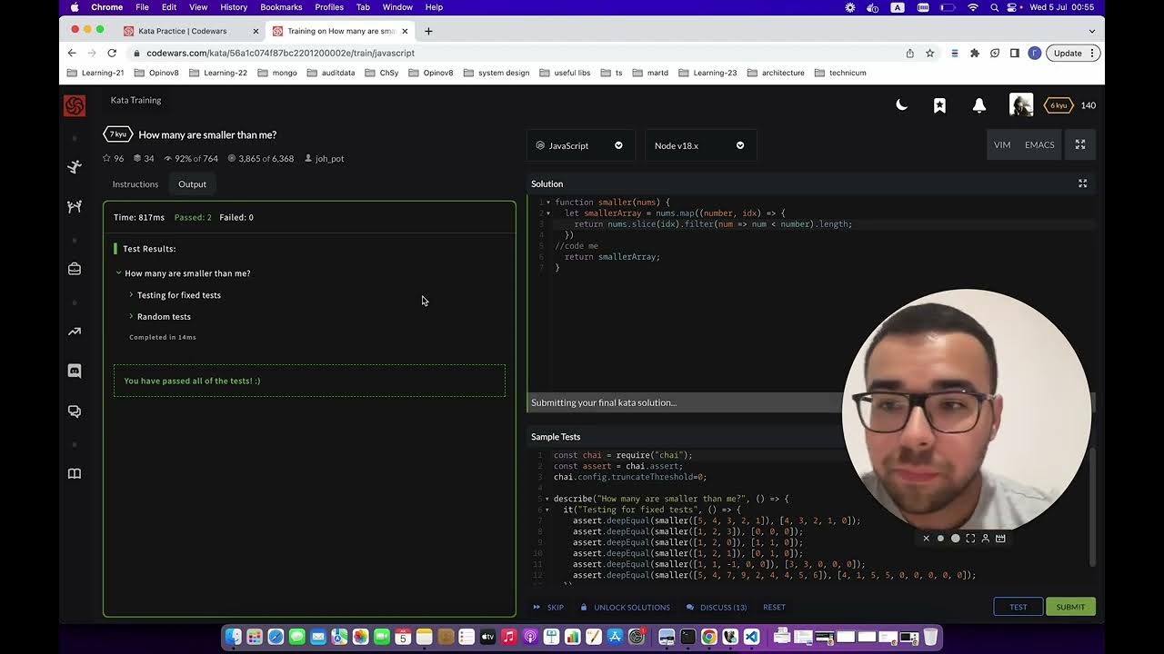 Codewars. Решение задачи. How many are smaller than me? JavaScript - YouTube