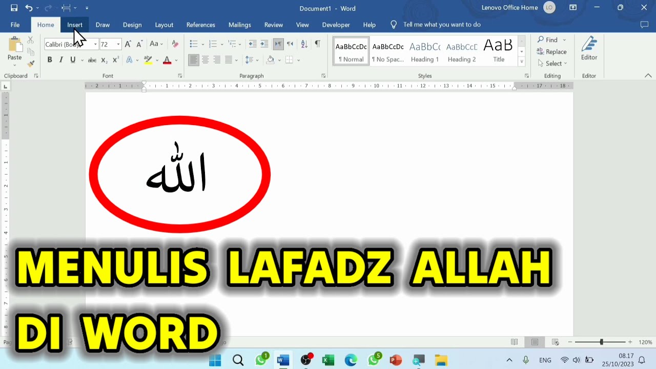 Tutorial Menulis Lafadz "ALLAH" di Microsoft Word - YouTube
