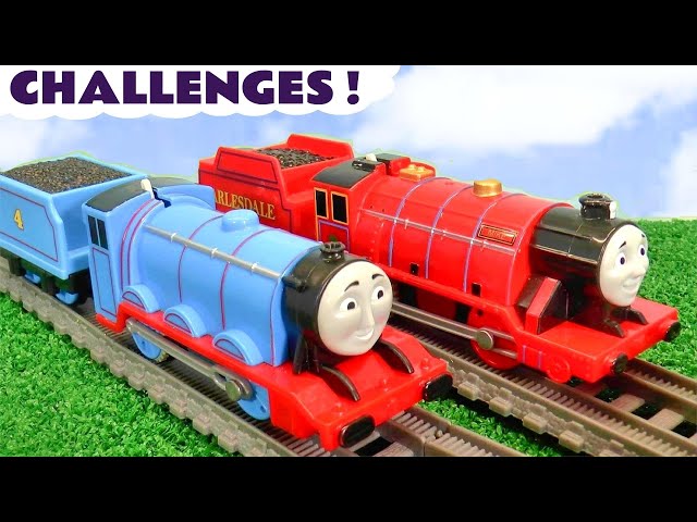 Toy Train Challenges with Thomas Trains and the Funlings - Videos For Kids