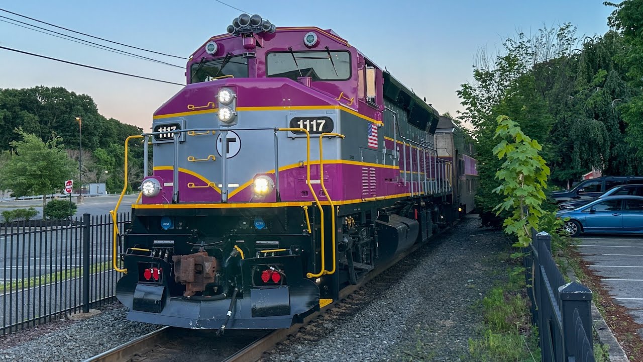 MBTA’s Freshly Rebuilt GP40MC-3 1117 on the Newburyport/Rockport Line - June 2024 - YouTube