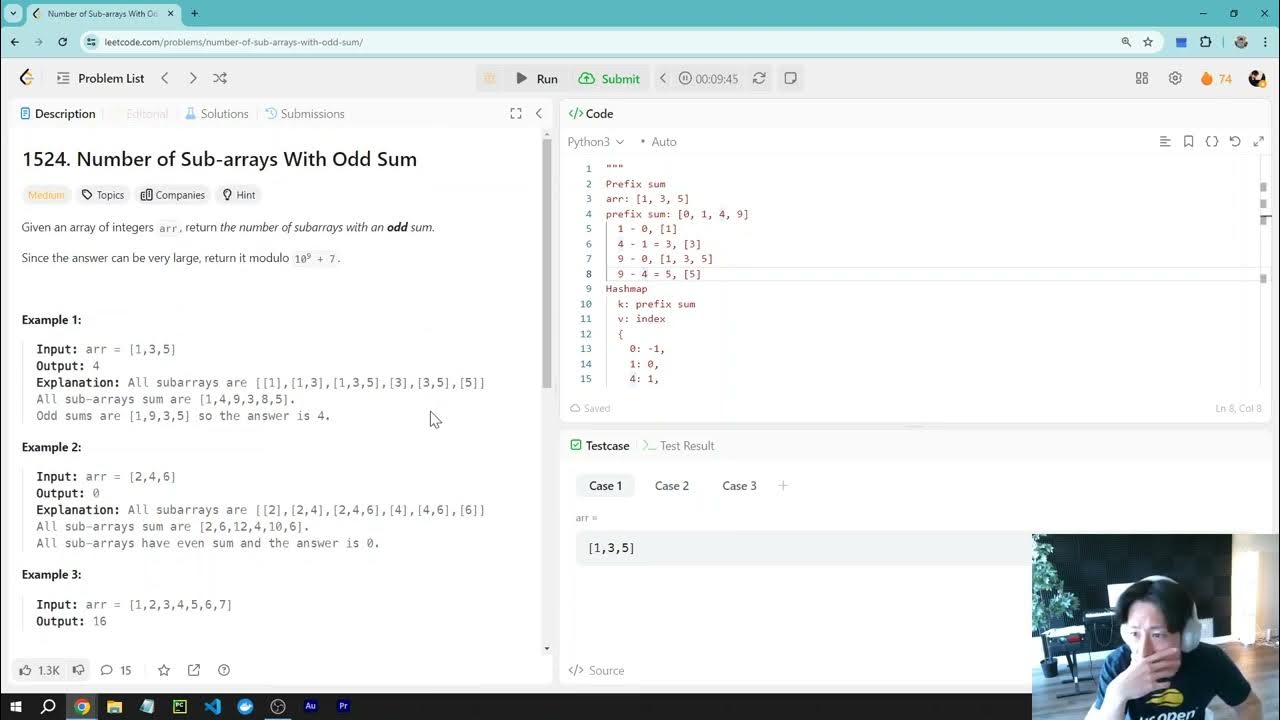 LeetCode 1524. Number of Sub-arrays With Odd Sum - YouTube