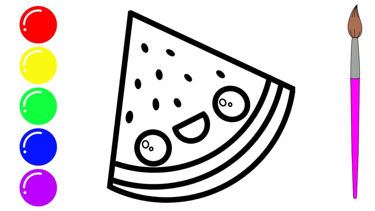 HOW TO DRAW CUTE WATERMELON | WATERMELON COLORING PAGE | LEARN TO DRAW ...
