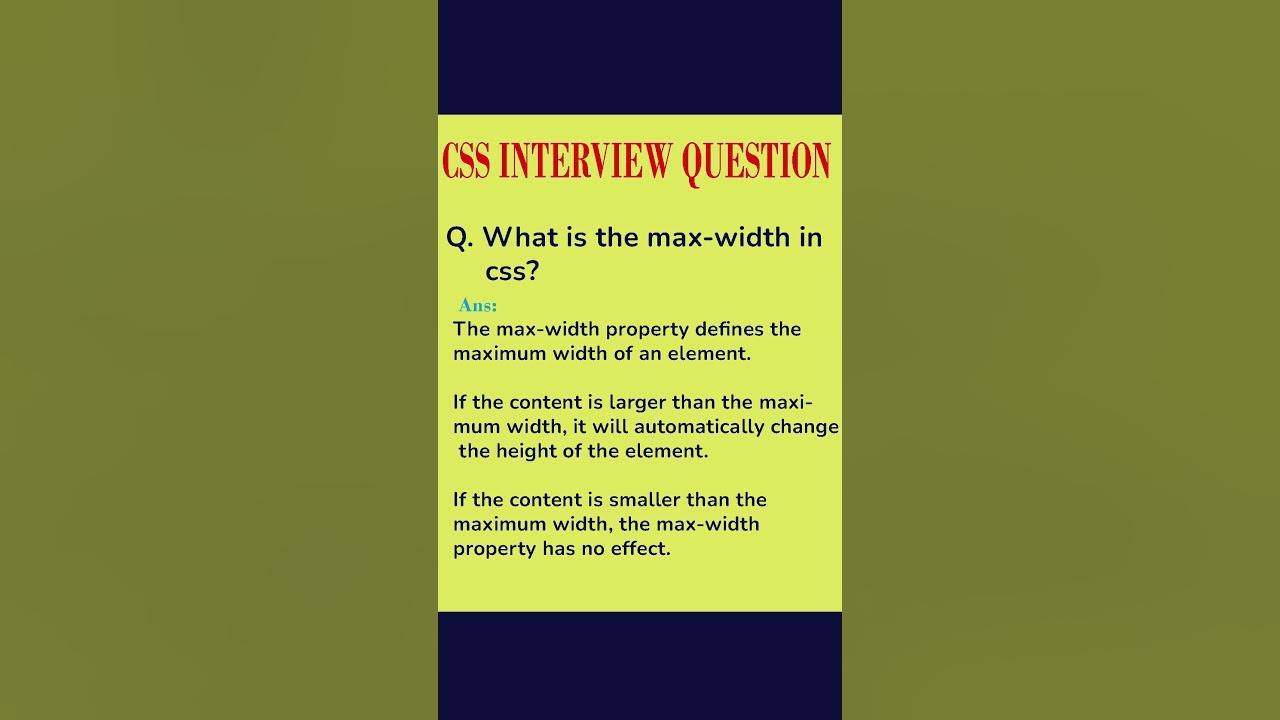 what is max-width in css | CSS most ask interview question - YouTube