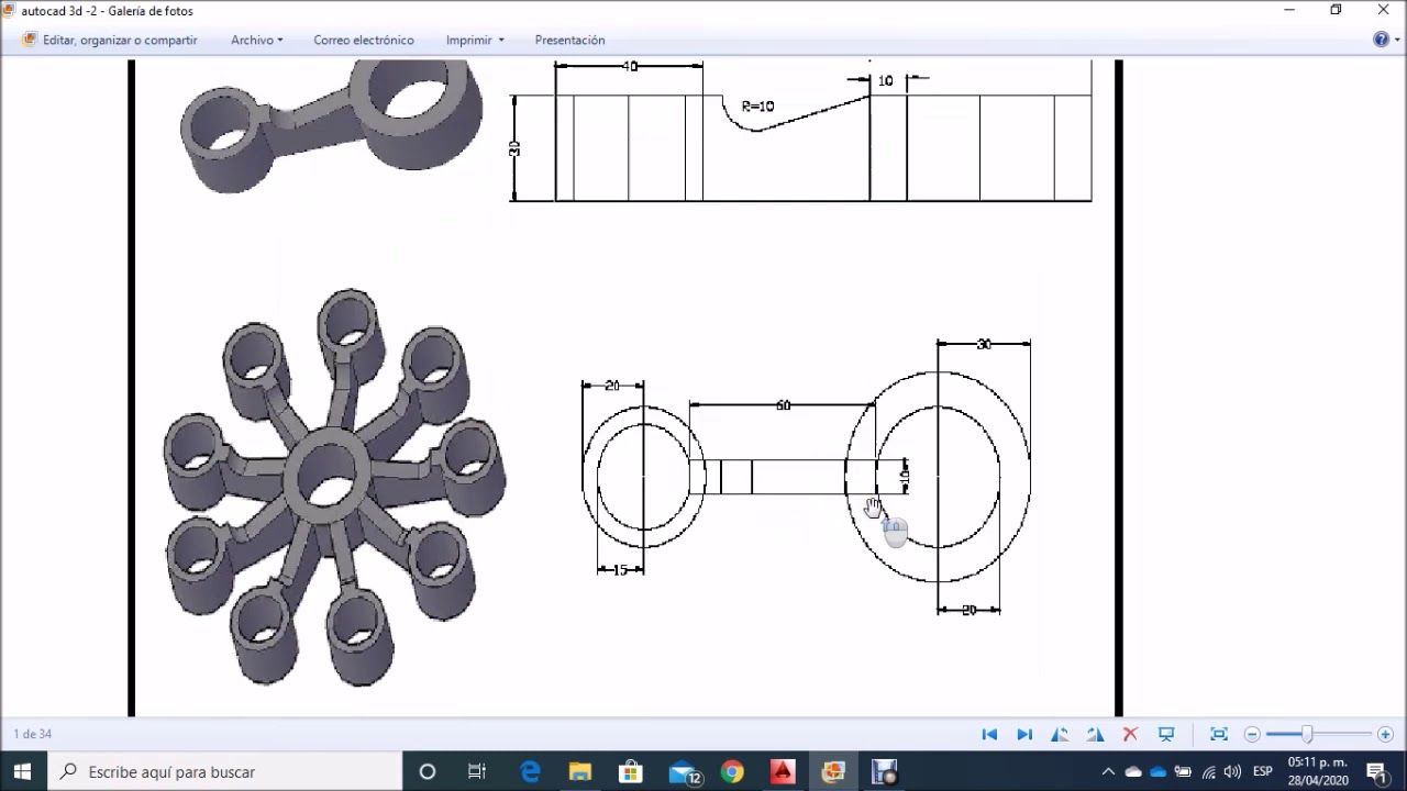 Ejemplo 5 AutoCAD 3D (Matriz Polar) - YouTube